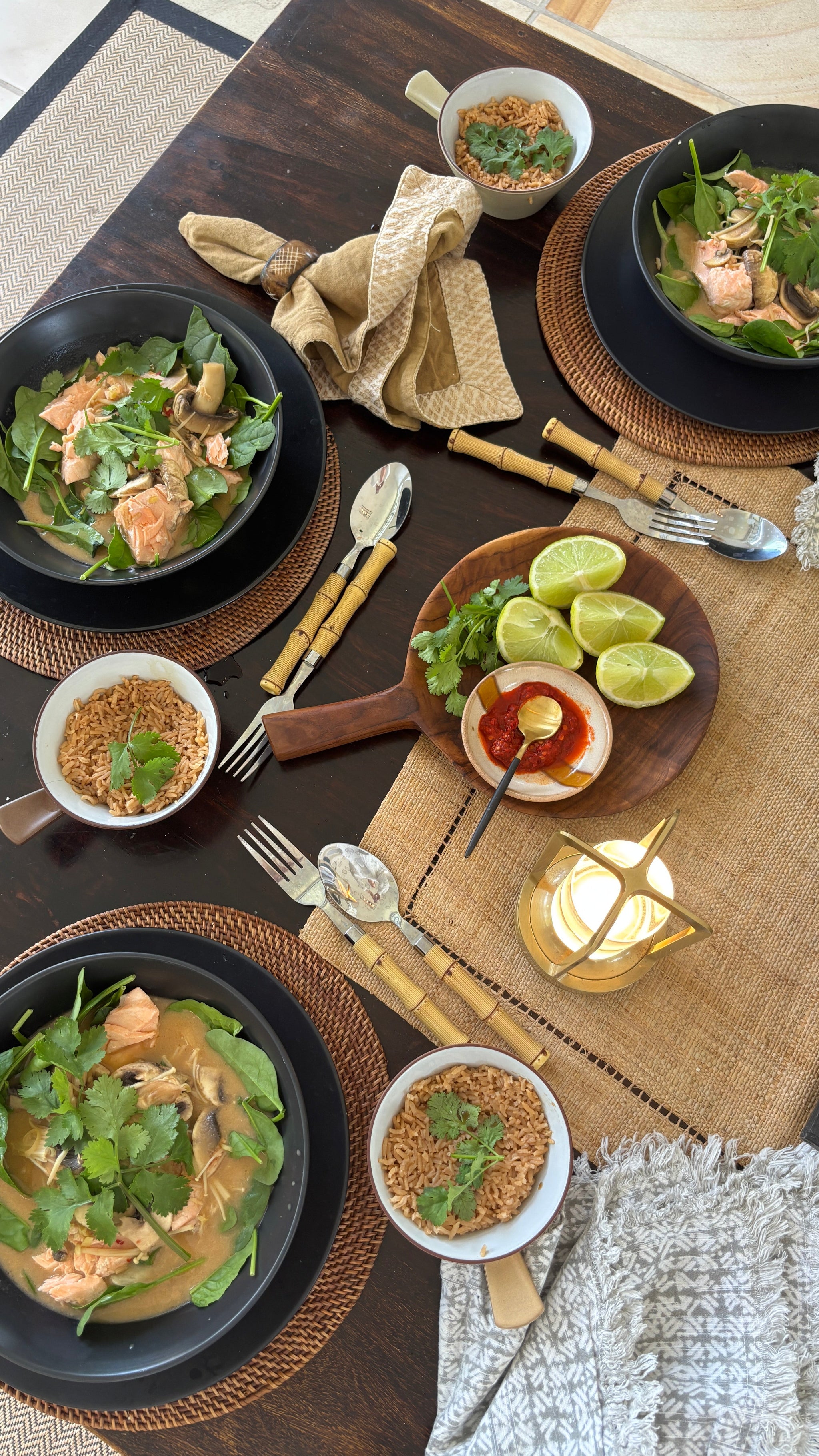 Delicious Lemongrass Coconut Soup with Tea‑Smoked Salmon and Oyster Mu