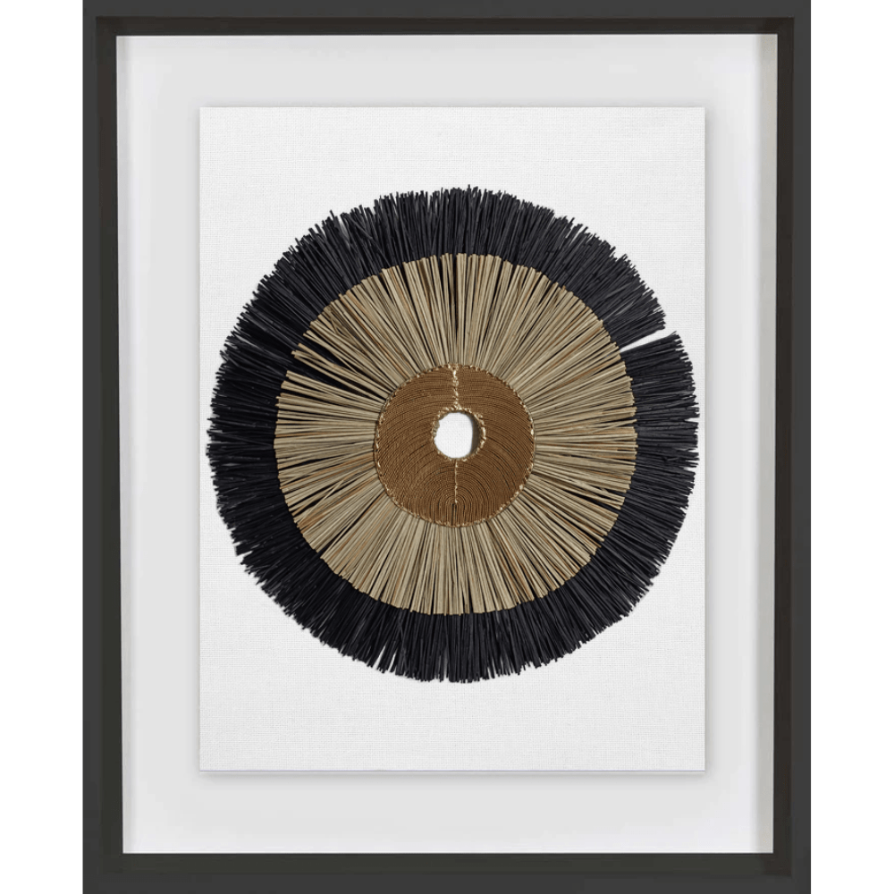 African Disc Bronze & with Black & Natural Grass Ring Artwork 67 x 85c