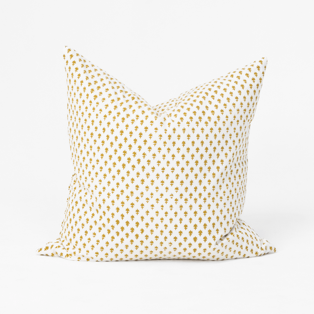 Devon Dots White Mustard Medium Cushion 50 x 50cm