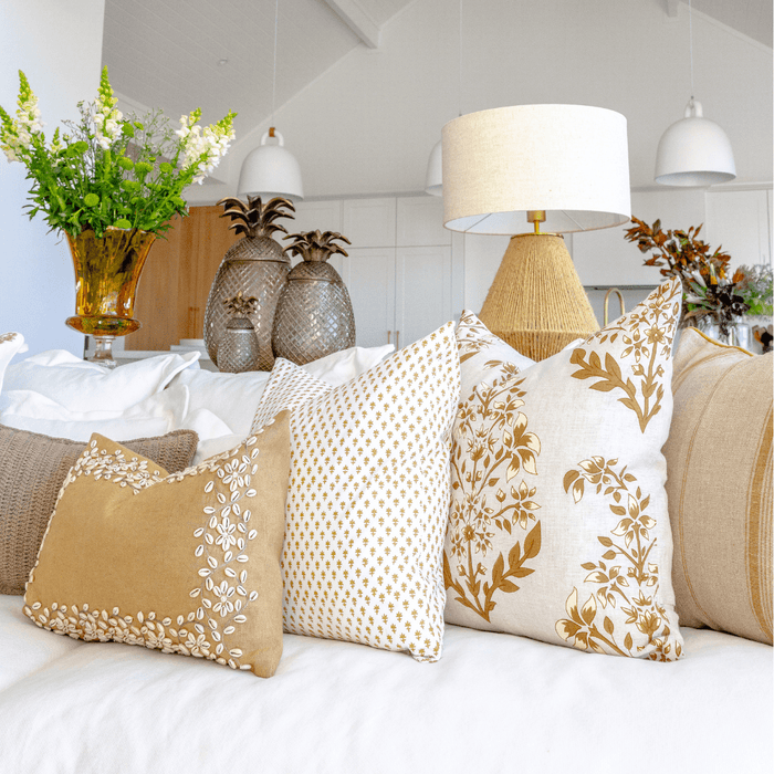 Devon Inner Paisley Print Mustard Lounge Cushion 55 x 55cm