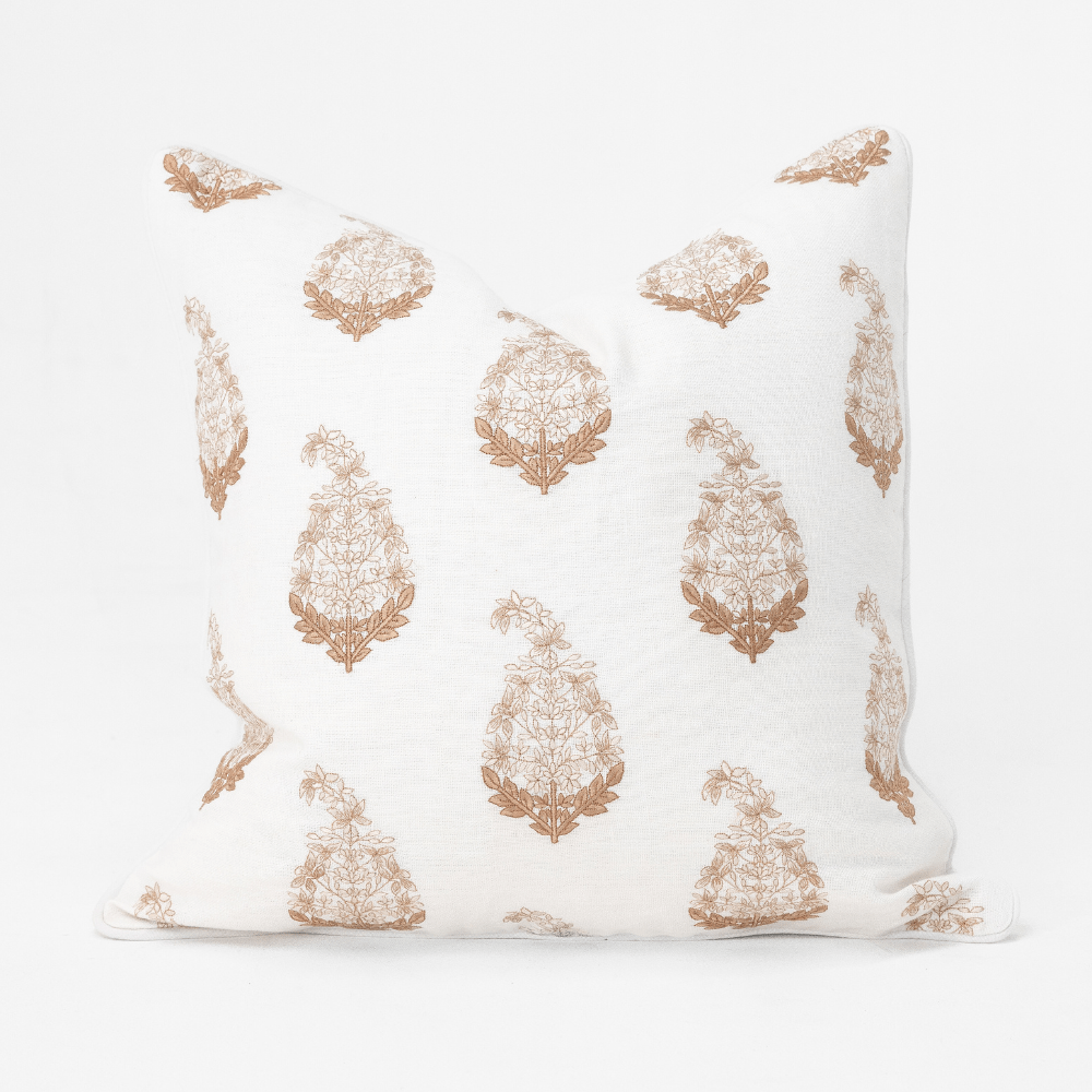 Devon Paisley Embroidery Mustard Lounge Cushion 55 x 55cm