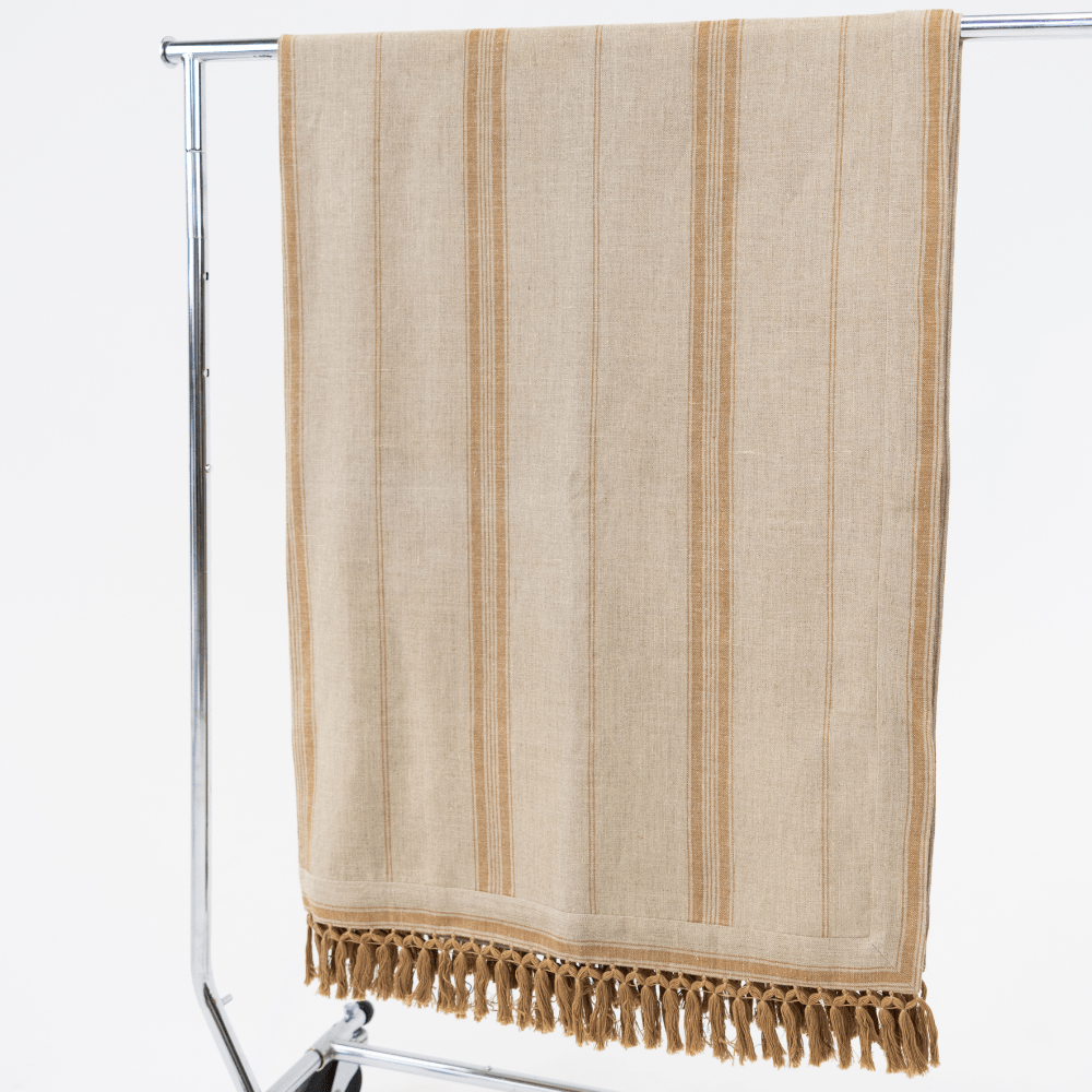 Linen Striped Natural Throw 200 x 140cm