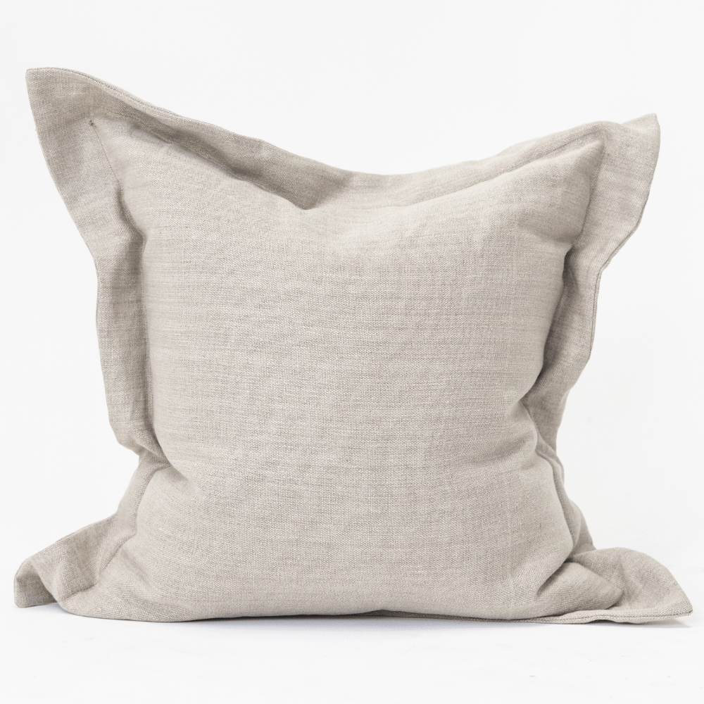 Flax Linen Flange Natural Euro Cushion 65 x 65cm