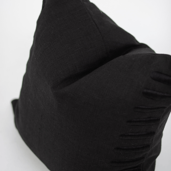 Crop Bars Black Satin Embroidered Linen Cushion Cover