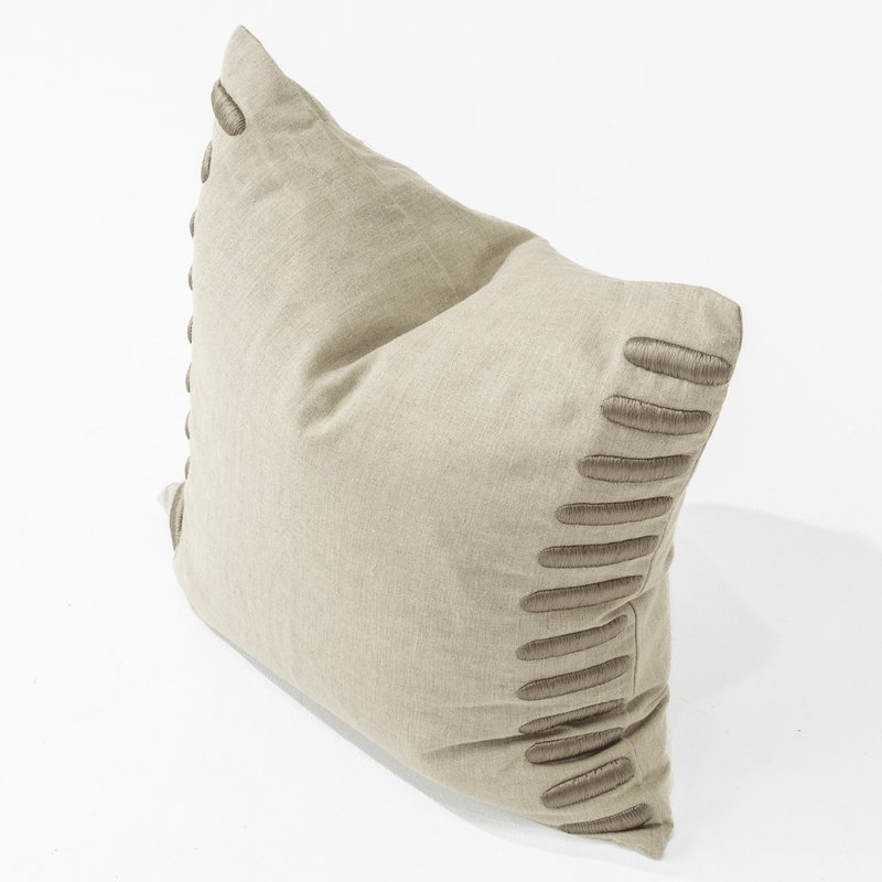 Crop Bars Natural Satin Embroidered Linen Cushion Cover