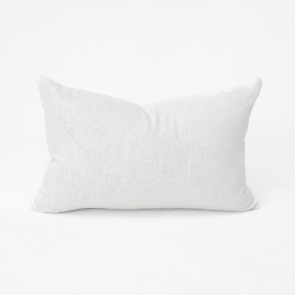 Linen Plain White Lumbar Cushion 35 x 53cm