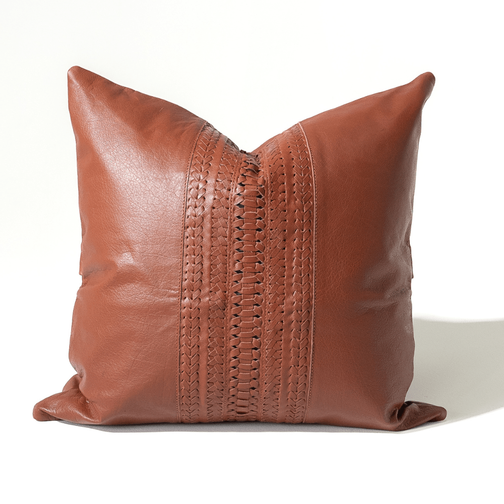 Voyager Leather Braid Tan Lounge Cushion 55 x 55cm