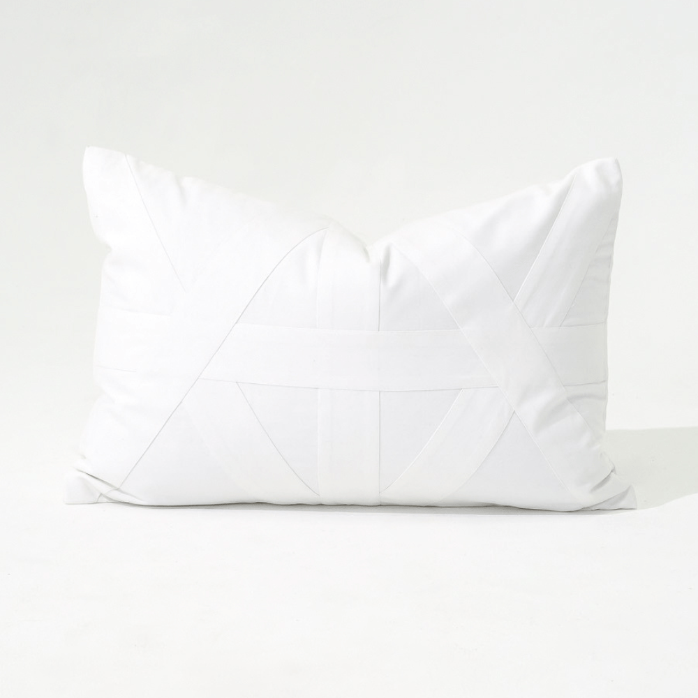 Cross Patch White Lumbar Cushion 35 x 53 cm