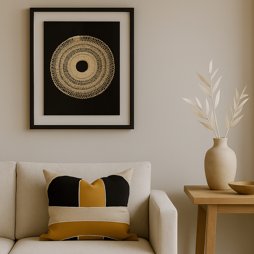 African Armour Black Handmade Linen Wall Art