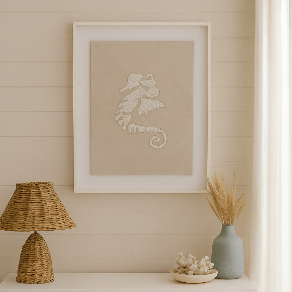 Sea Horse Natural Handmade Linen Wall Art