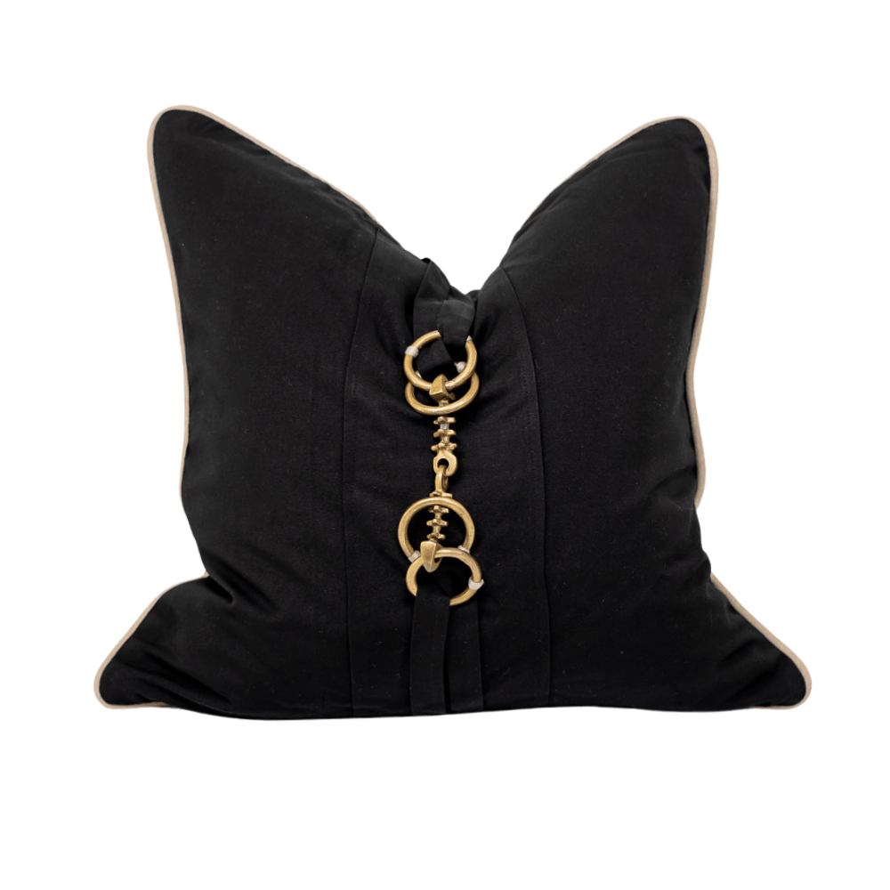 Outdoor Metal Horse Bit Black Lounge Cushion 55 x 55cm